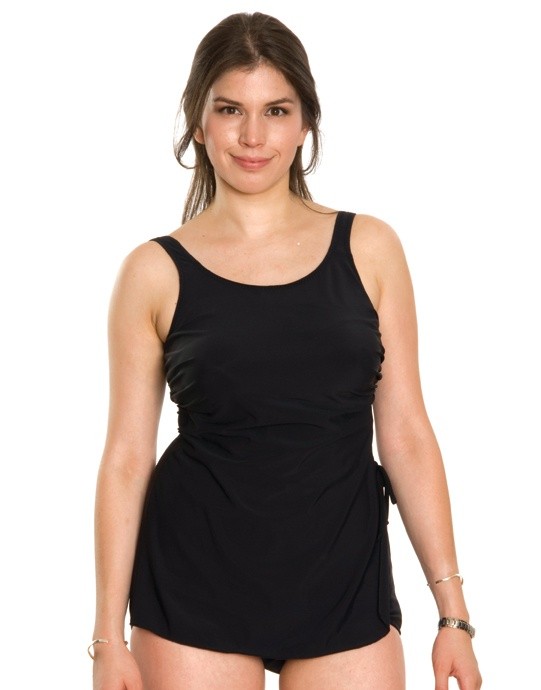 T.H.E. Mastectomy Sarong Bathing Suit with Pocketed Bra Midnight Blue | WPH
