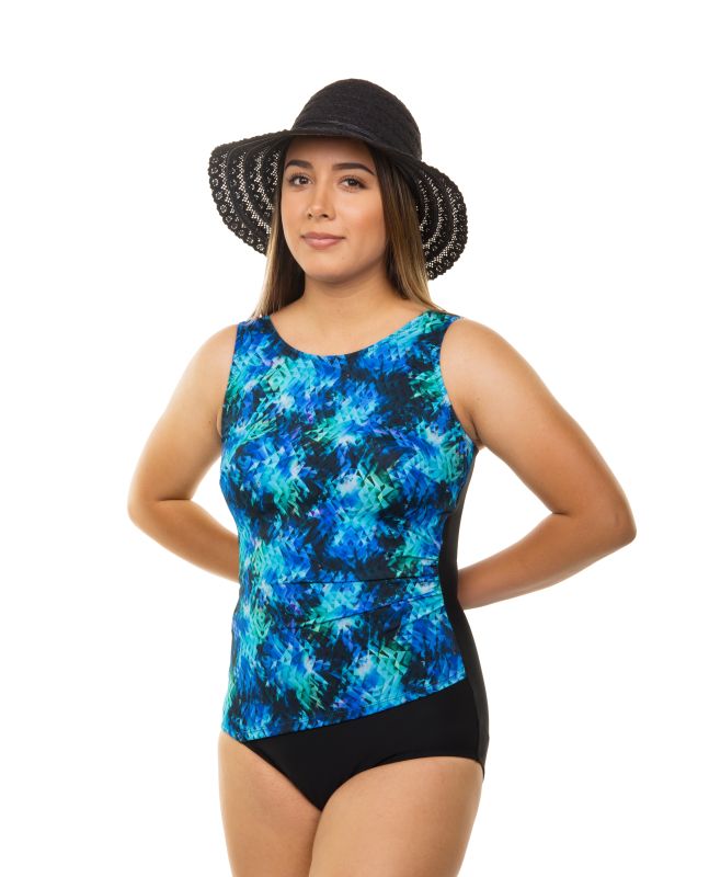 T.H.E. Mastectomy Draped Waist Line One Piece Bathing Suit | WPH
