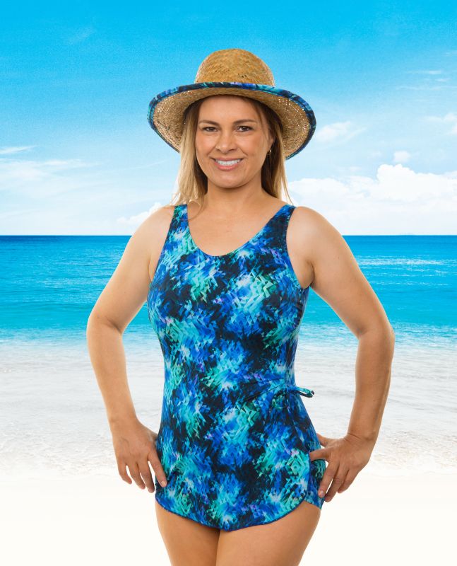 T.H.E. Mastectomy Classic Sarong Swimsuit - Blue Splash | WPH